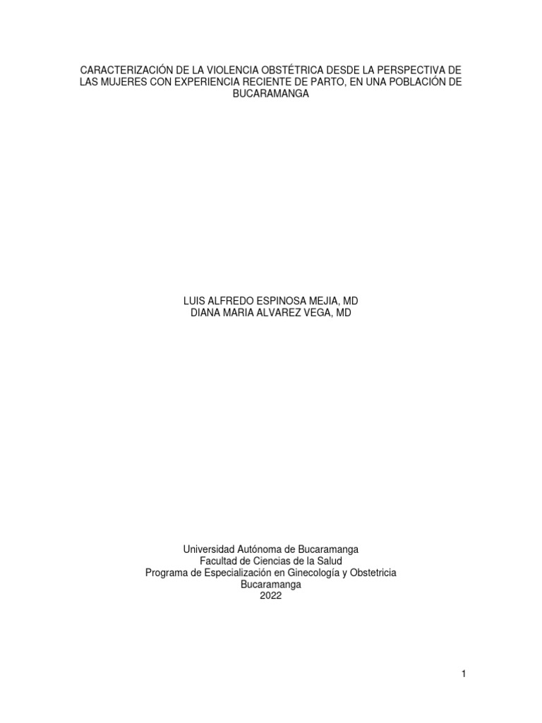 Complementaria Caracterización de la violencia Obstétrica | PDF | Partería | La violencia contra ...