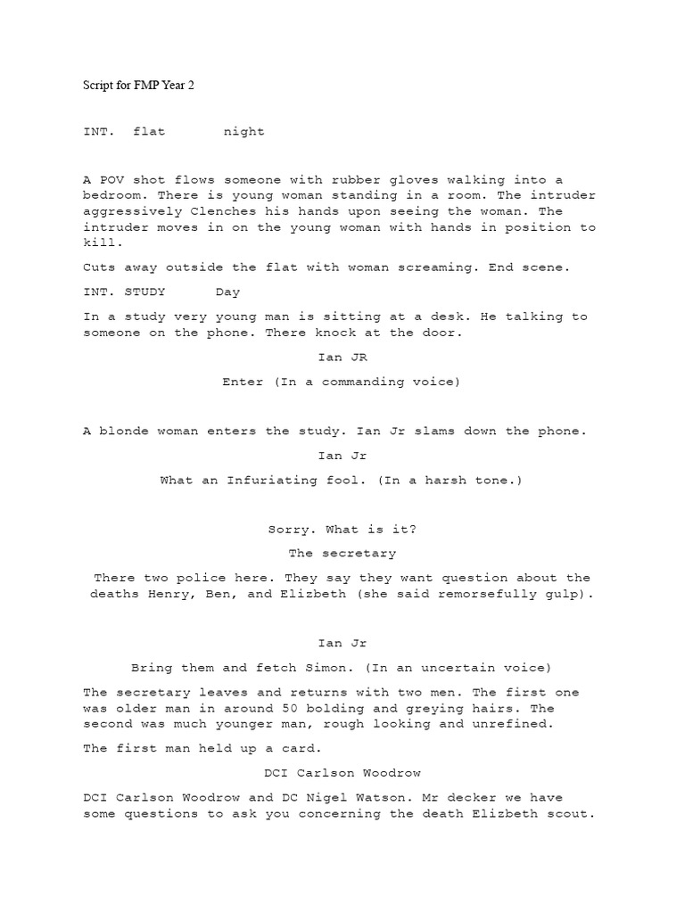 Script For FMP Year 2 5 Blood Mind | PDF | Sword