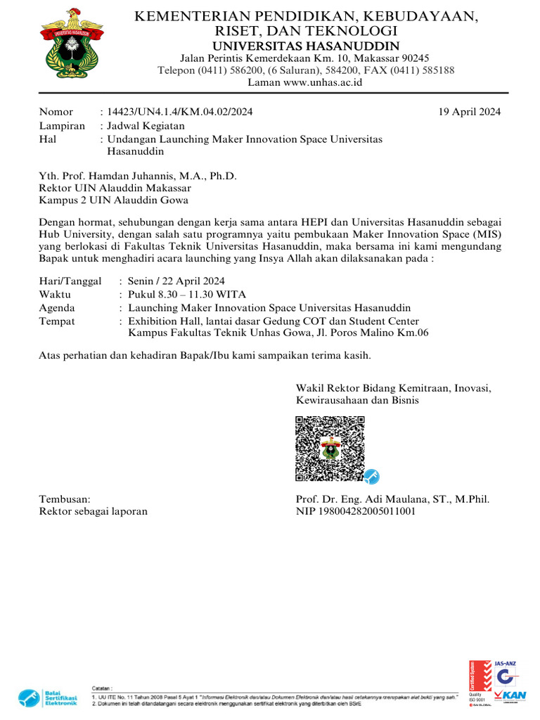 Undangan Launching Maker Innovation Space Universitas Hasanuddin | PDF ...