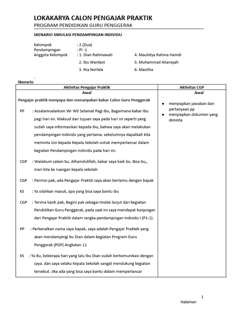 Lembar - Skenario Simulasi PI | PDF | Karier & Perkembangan | Kesehatan Holistik