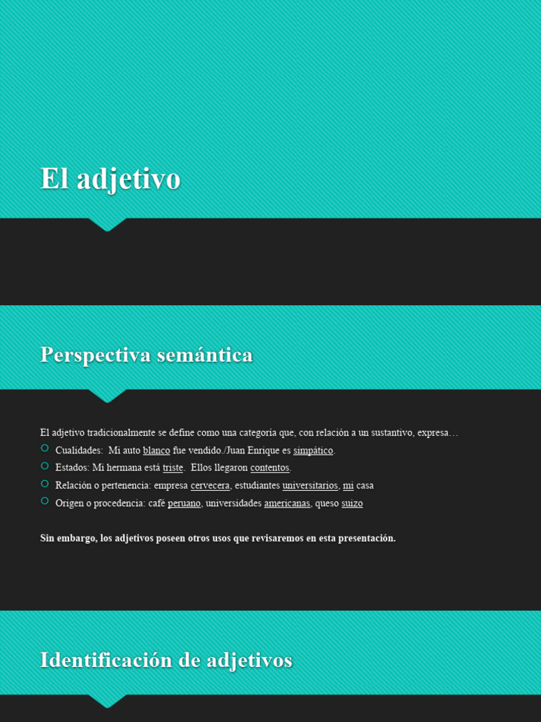 Clases y usos del adjetivo en español | PDF | Adjetivo | Sustantivo