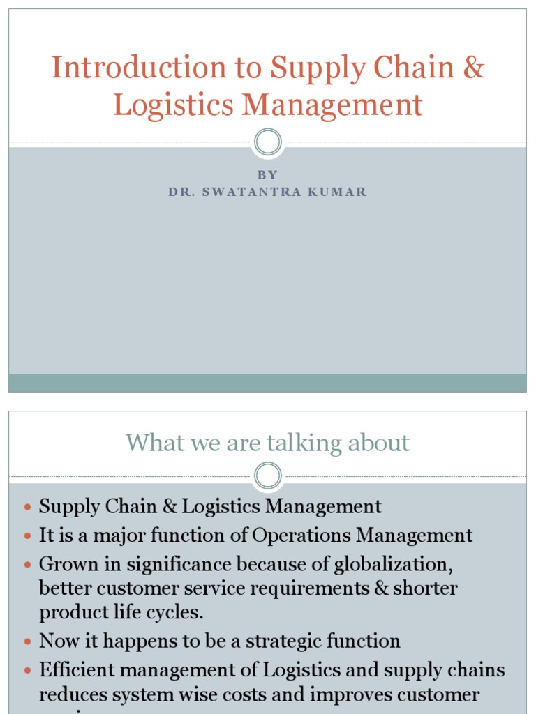 Introduction To Supply Chain & Logistics Management | PDF | Supply ...
