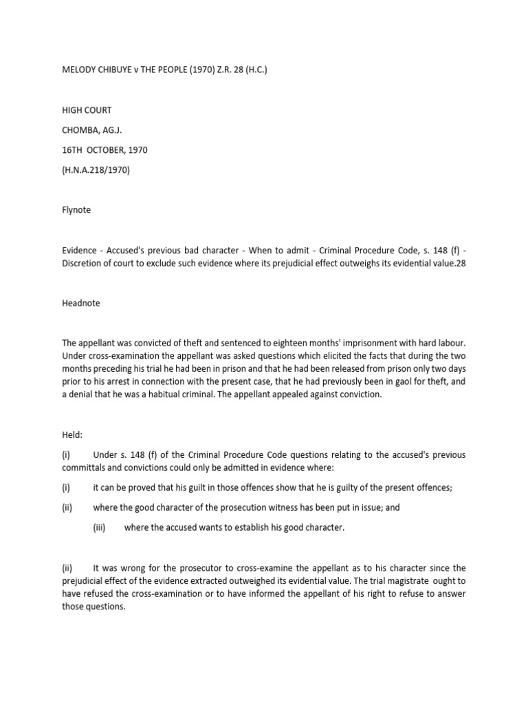 MELODY CHIBUYE V THE PEOPLE | PDF | Criminal Procedure In South Africa | Prosecutor