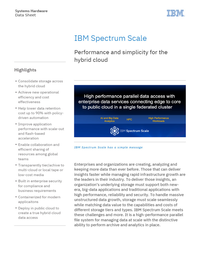 IBM - IBM Spectrum Scale Data Sheet | PDF | Scalability | Cloud Computing