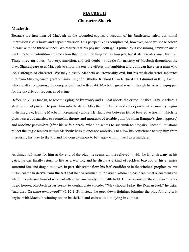 MACBETH__character sketch | PDF | Macbeth