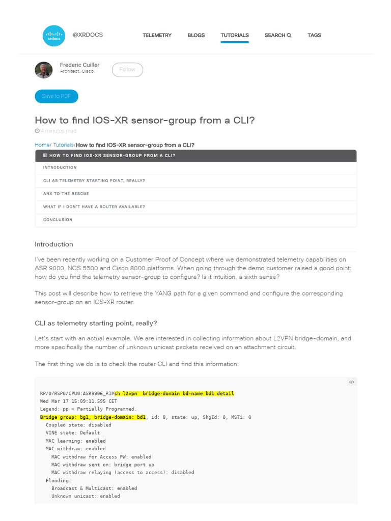 Xrdocs Io Telemetry Tutorials Telemetry Sensor Group Yang Anx | PDF | Multicast | Ip Address