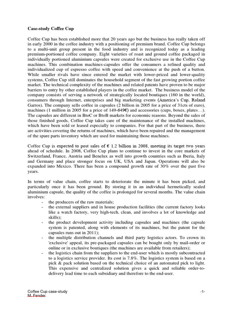 Coffee Cup: Premium Coffee Case Study | PDF | Supply Chain | Business ...