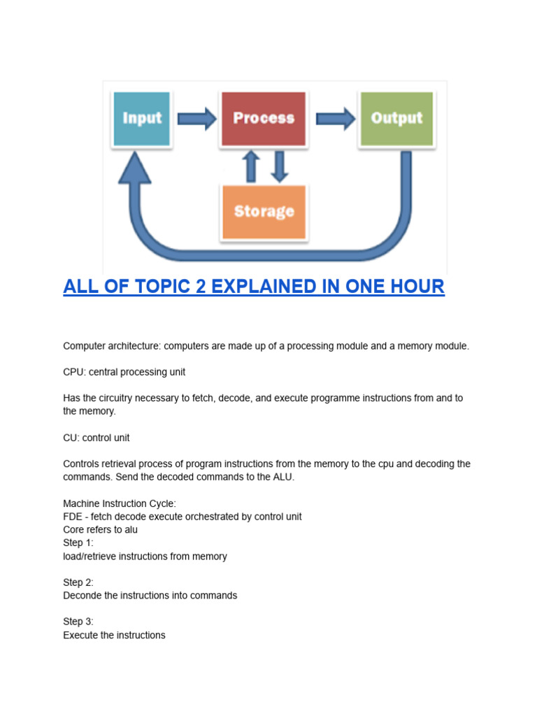 Comp Sci Notes Topic 2 Pdf Computer Data Storage Central Processing Unit