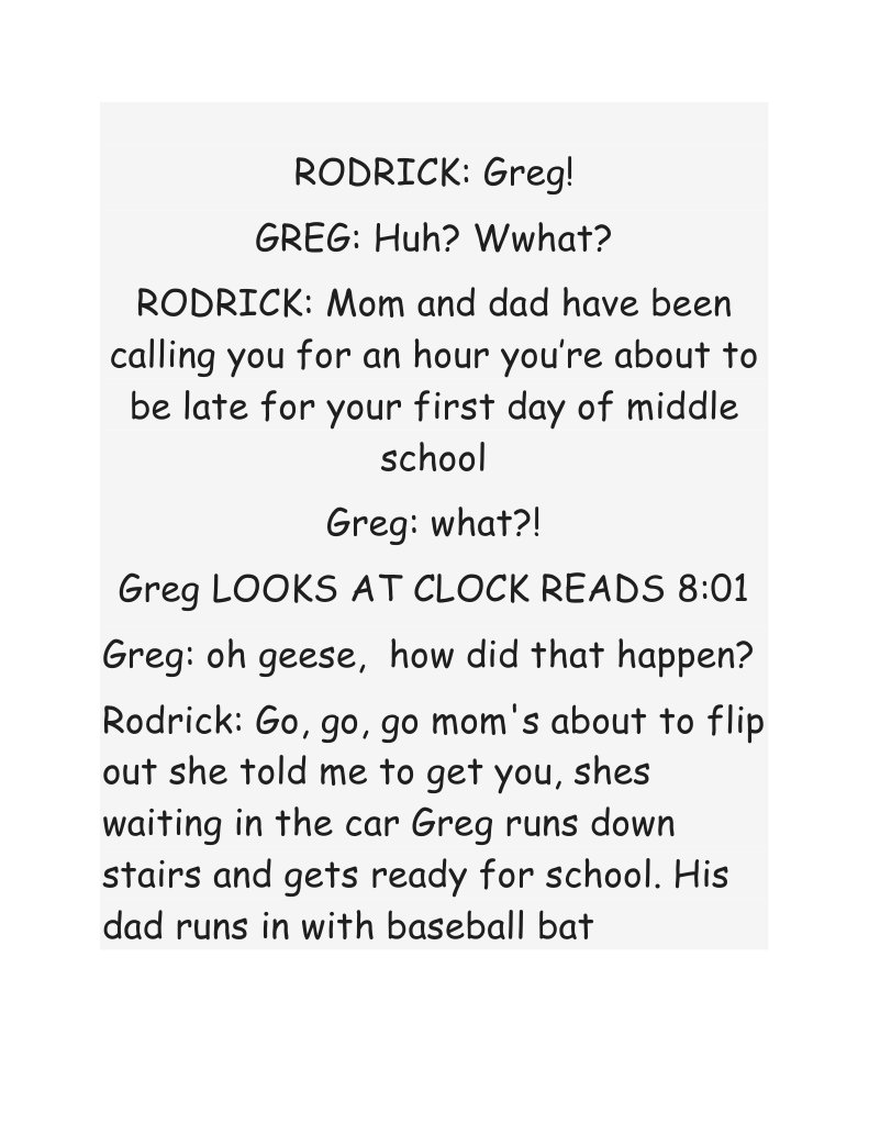Diary of a Wimpy Kid Script