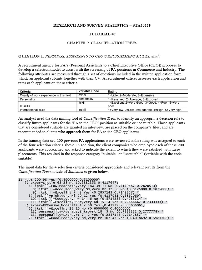 Tutorial7 ClassificationTrees | PDF | Applied Mathematics
