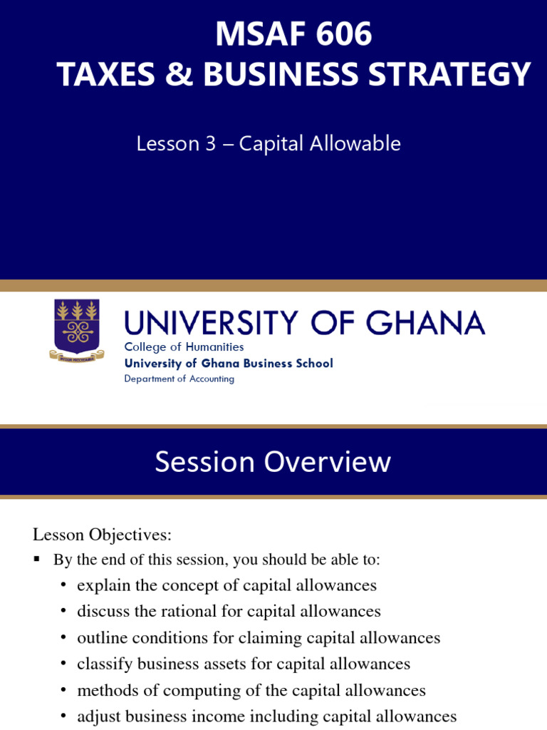 Lesson 3 Capital Allowance | PDF | Depreciation | Expense