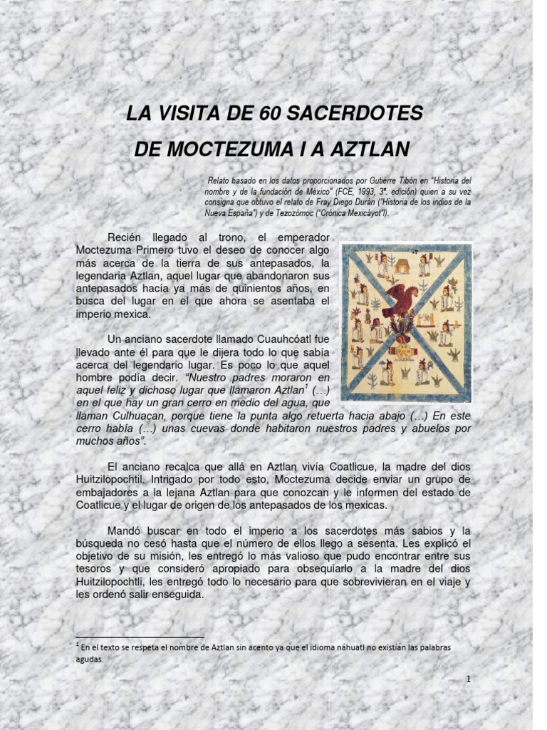 La Visita de 60 Sacerdotes de Moctezuma I A Aztlan | PDF | azteca