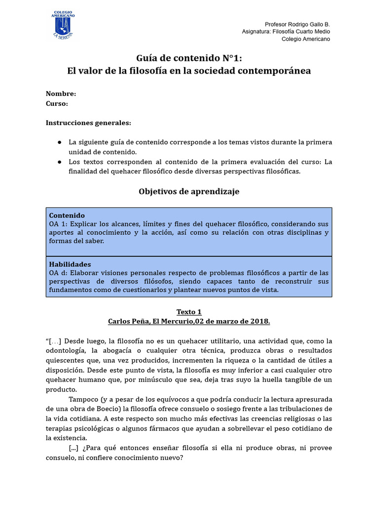 Textos Valor de La Filosofía | PDF | Verdad | Conocimiento