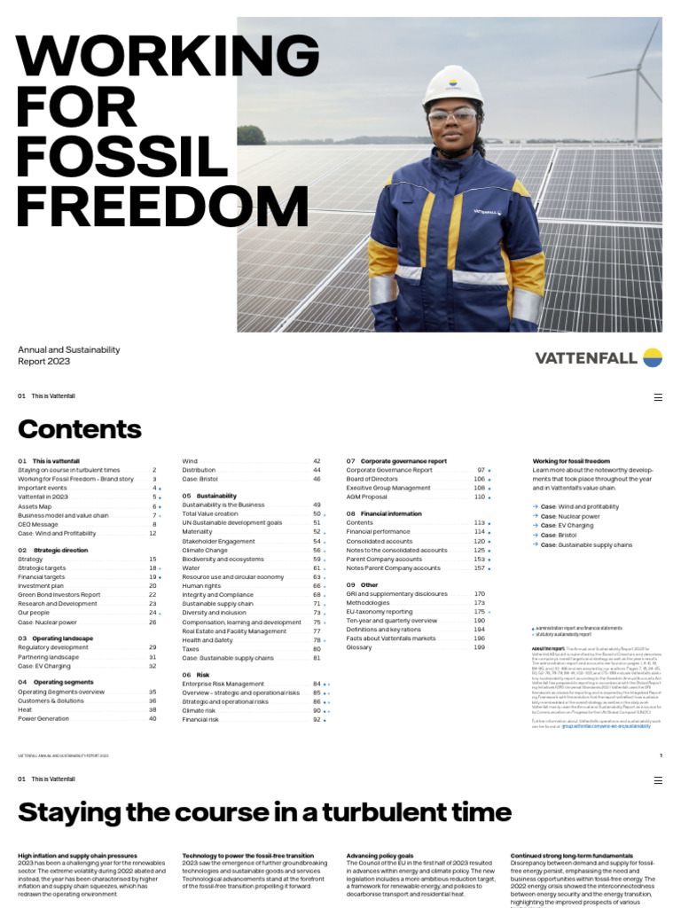 Vattenfall Annual and Sustainability Report 2023 | PDF | Solar Power ...