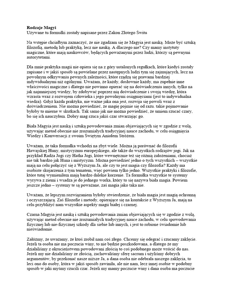 Rodzaje Magii | PDF