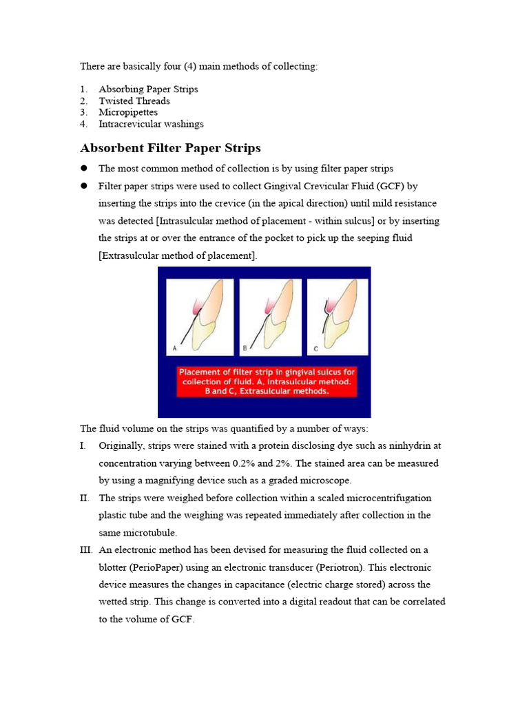 Methods of Gingival Crevicular Fluid Collection | PDF