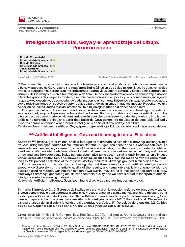 Inteligencia artificial, Goya y el aprendizaje del dibujo. Primeros ... Inteligencia artificial, Goya y el aprendizaje del dibujo. Primeros ...