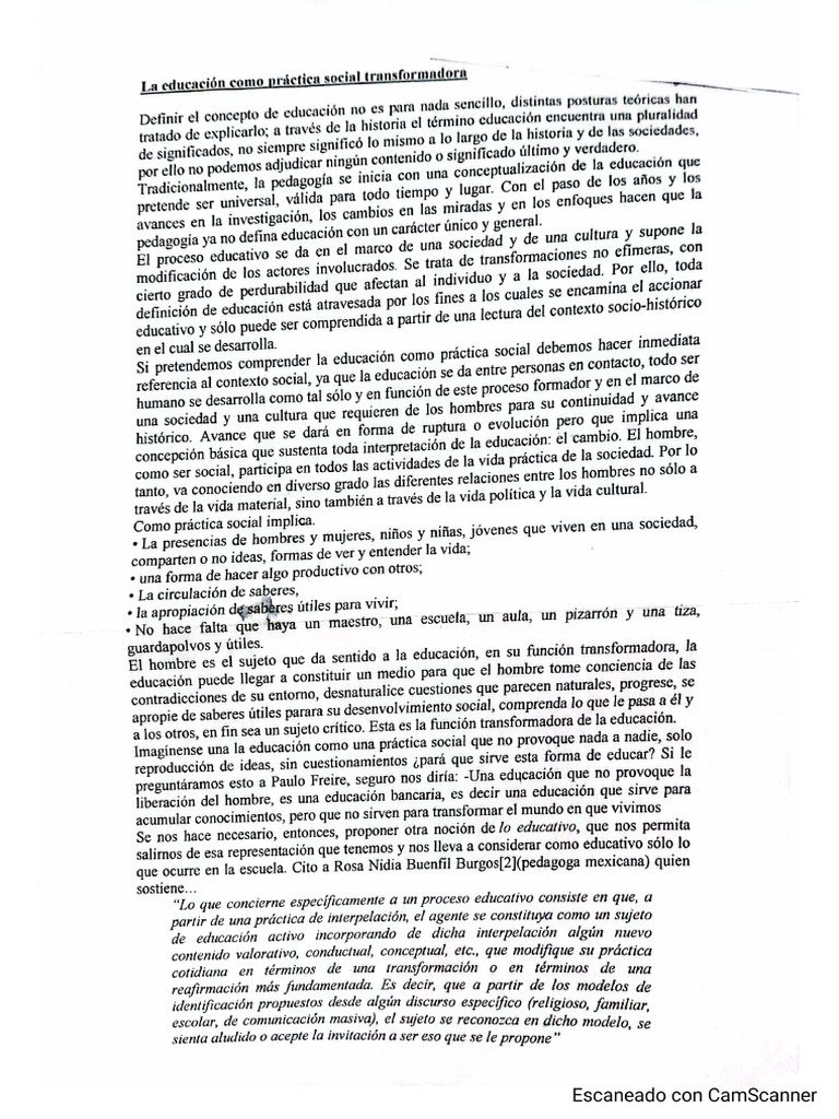 Educación Como Práctica Social Transformadora Pdf