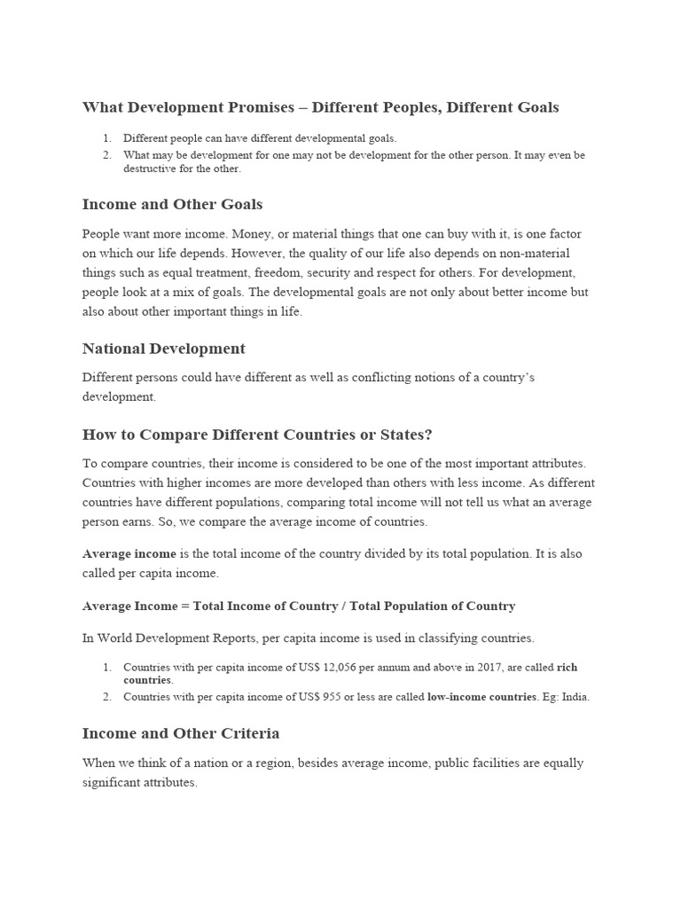 Development Goals and Comparisons | PDF | Resource | Sustainability