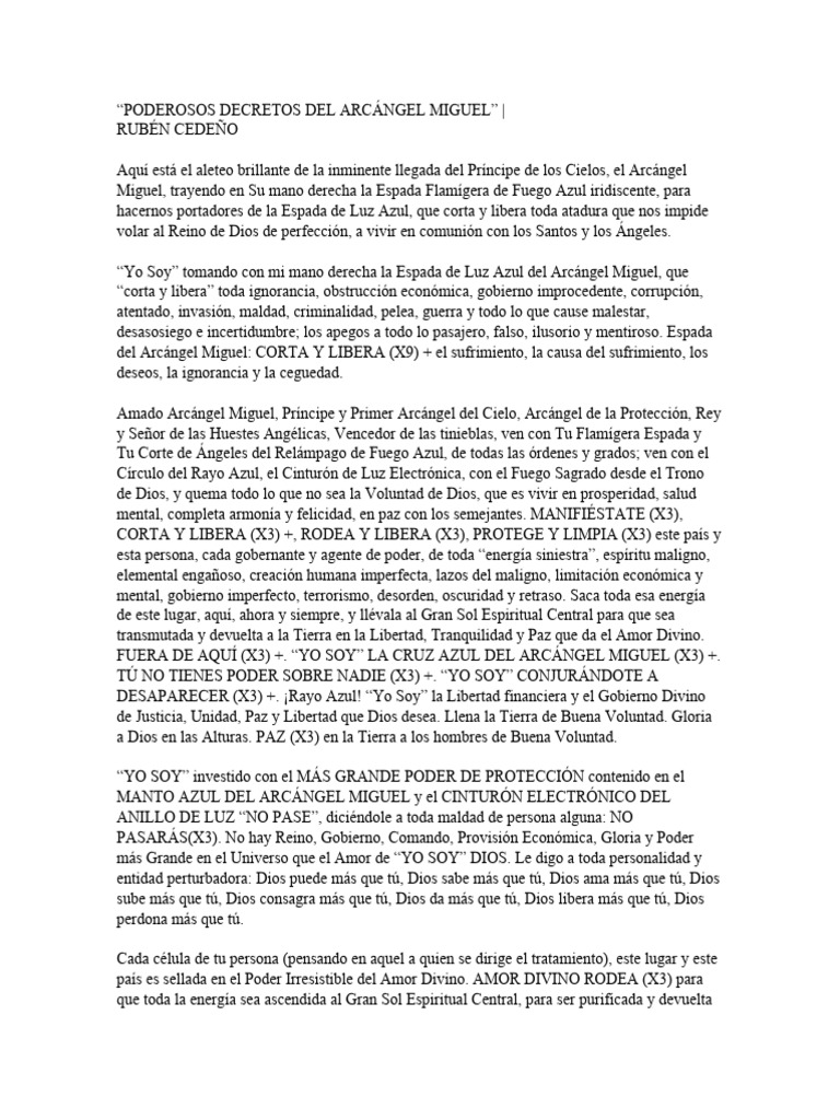 Poderosos Decretos Del Arcángel Miguel | PDF | Amor | Dios