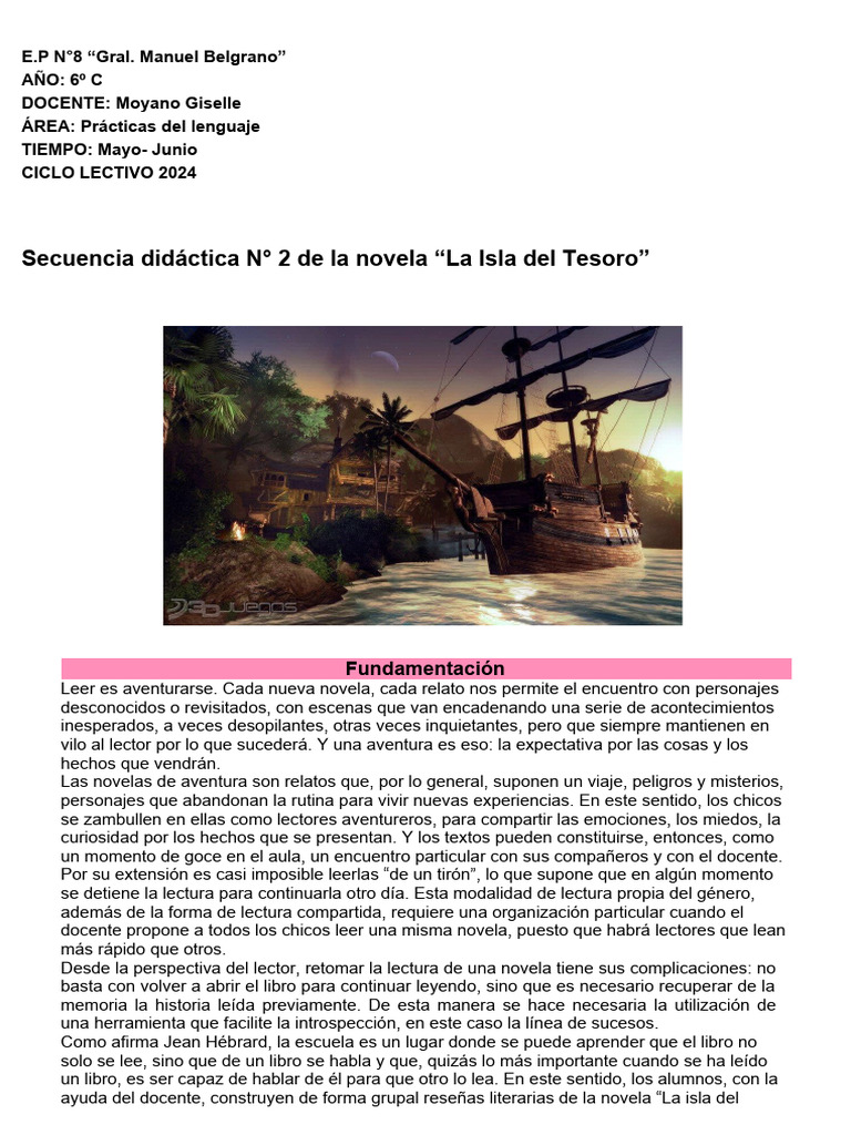 Secuencia La Isla Del Tesoro. Ep N°8 | PDF | Verbo | Enseñando