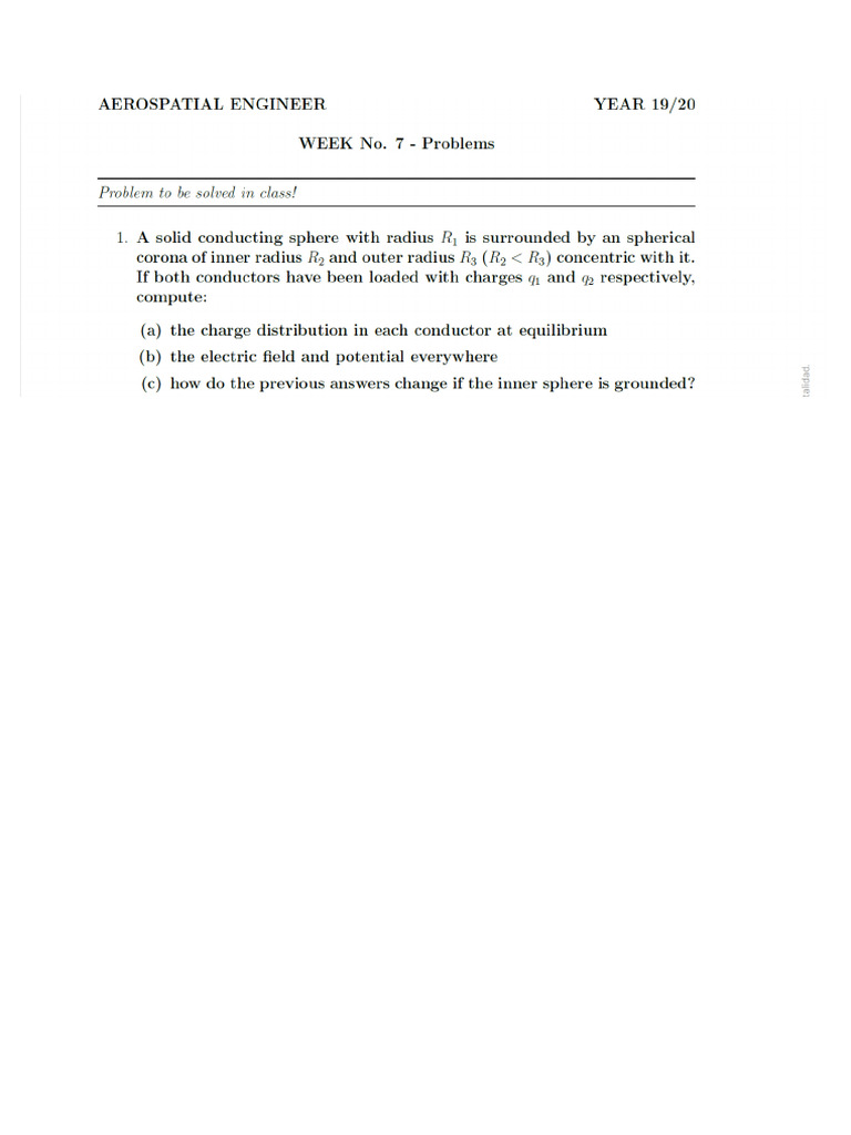 2020 Aerospace Week 7 Problems-Class Electric Field Enonce | PDF