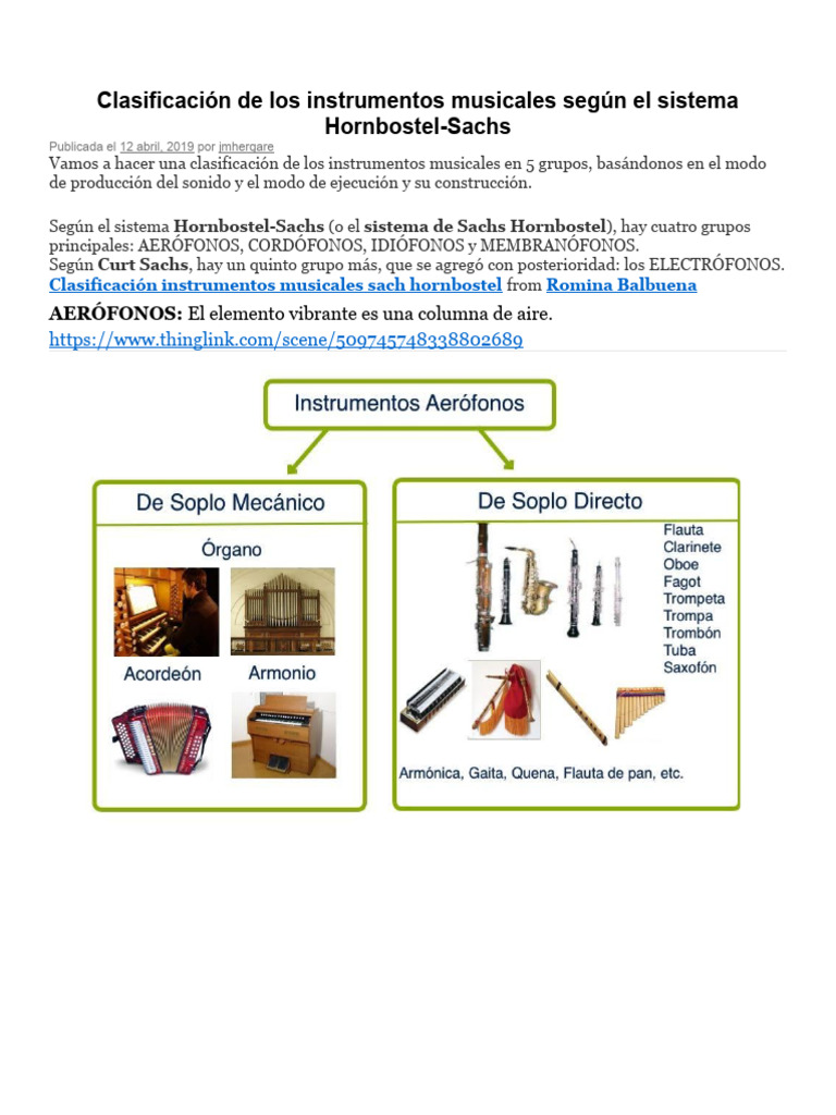 Clasificación de Los Instrumentos Musicales Según El Sistema Hornbostel ...