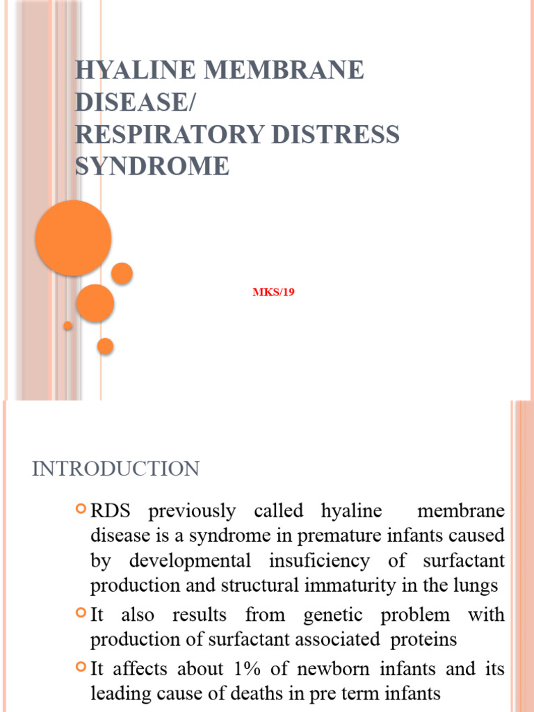 Hyaline Membrane Disease/ Respiratory Distress Syndrome | PDF | Lung ...