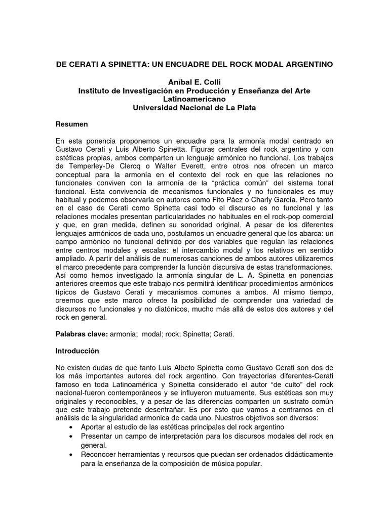 Colli, Anibal-De Ceratti A Spinetta-Trabajo Completo | PDF | Acorde (Música) | Modo (música)