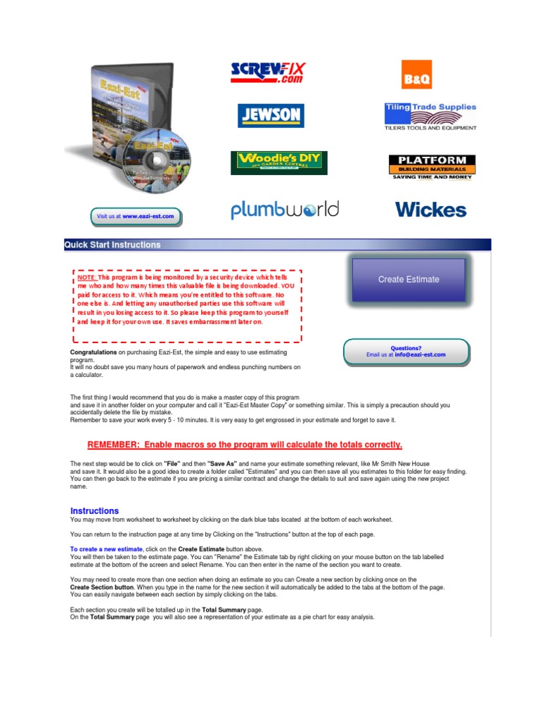 Job Estimate Program | PDF | Computer File | Computing