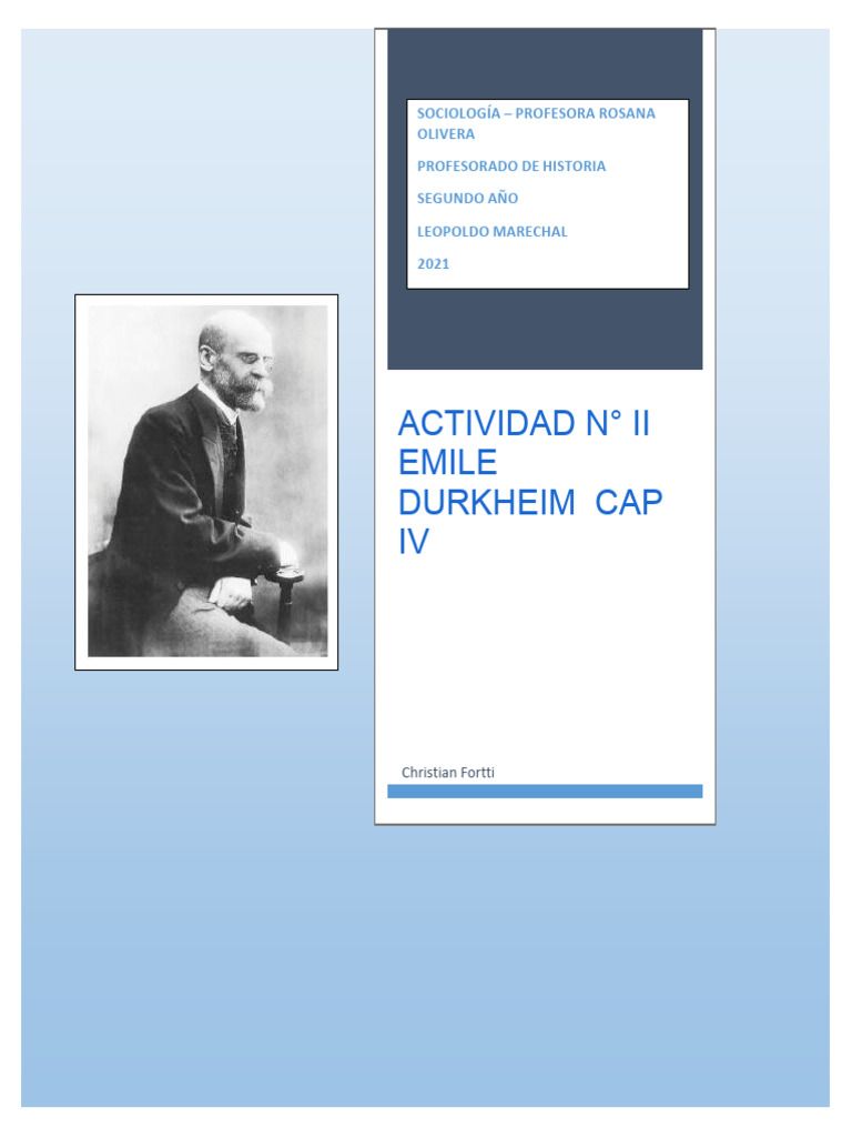 Durkheim: Sociedad, Educación y Capitalismo | PDF | Emile Durkheim ...