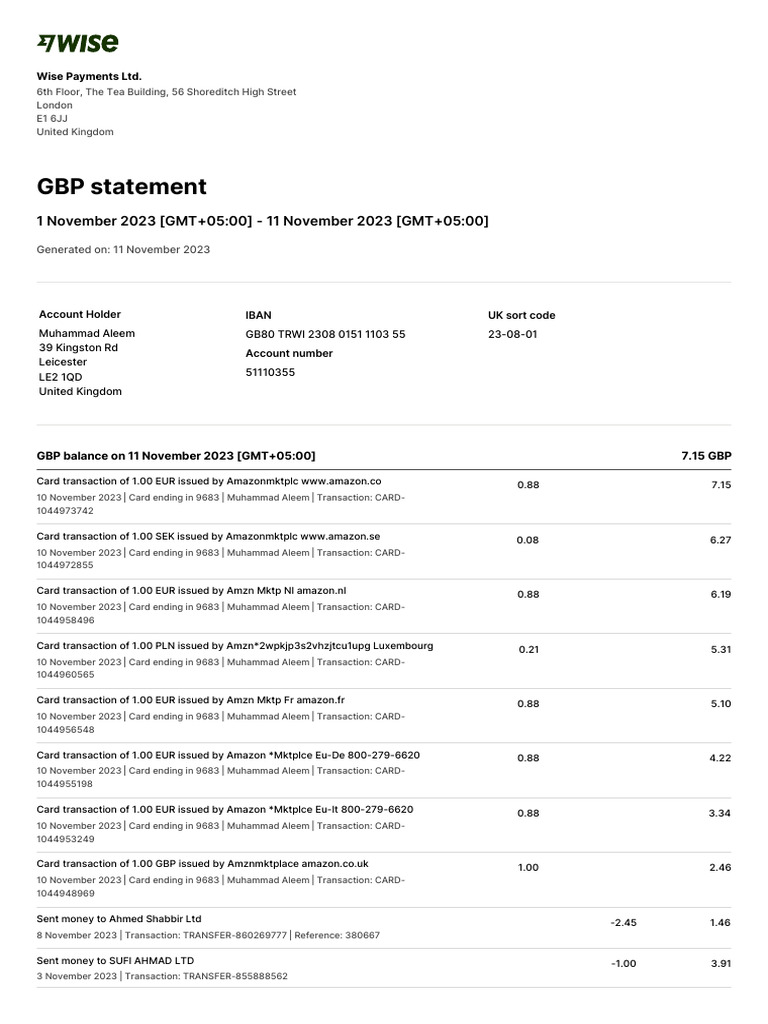 Balance Statement | PDF | Foreign Exchange Market | Personal Finance