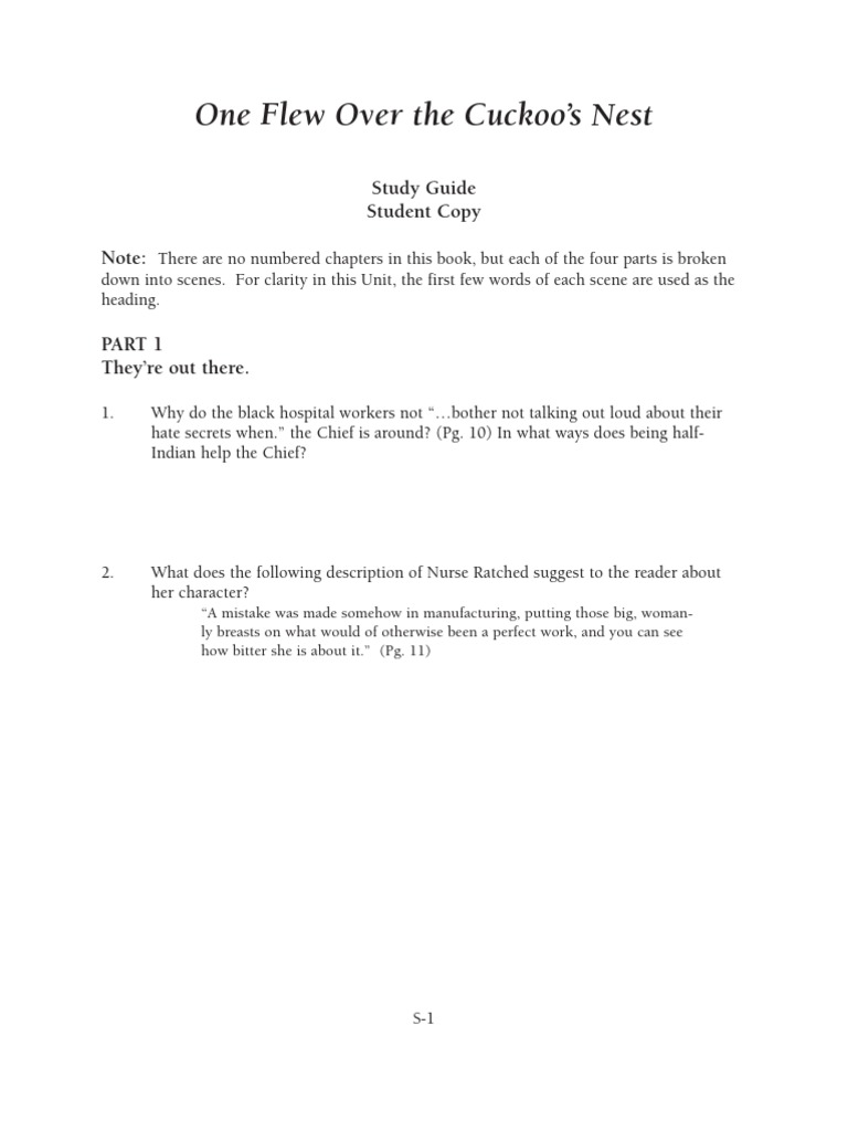 Cuckoo's Nest Study Guide: Part 1 Insights | PDF