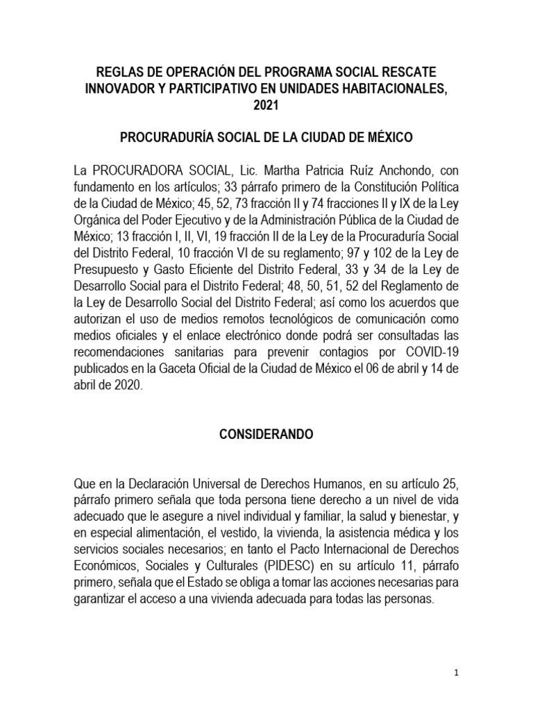 Reglas de Operacion Del Programa Social Ripuh 2021 Aprobadas | PDF | Condominio | México