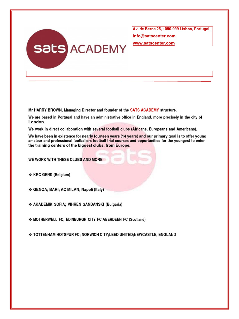Sats Academy Player | PDF | Sports & Recreation