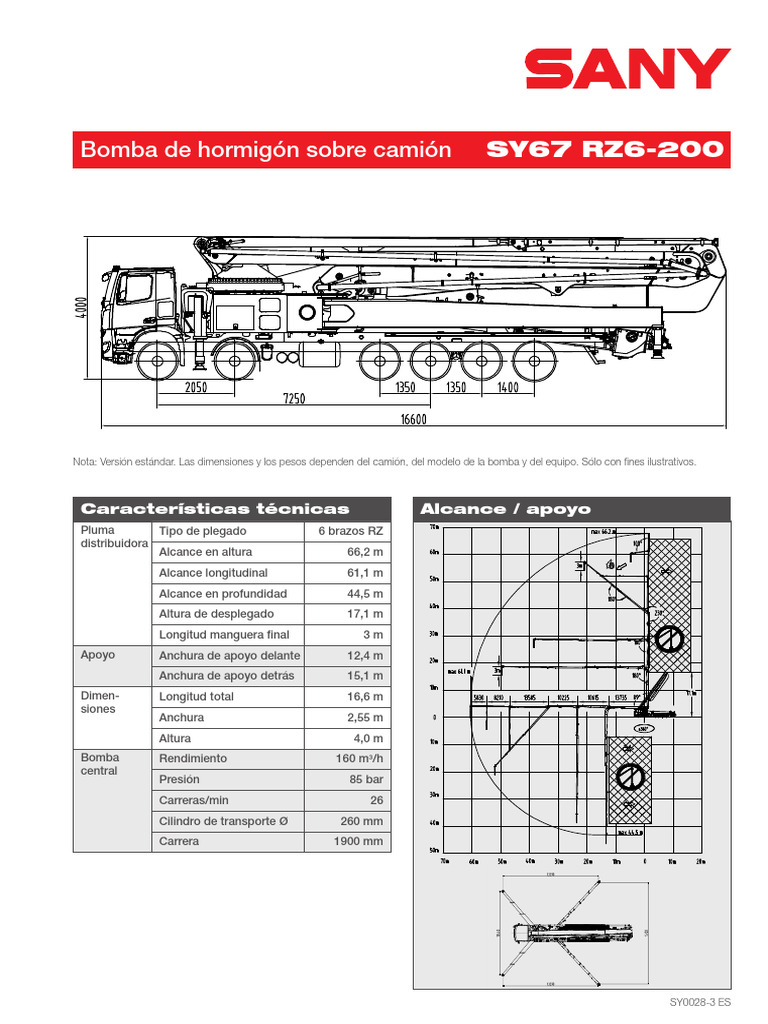 Bomba de Hormigón SY67 RZ6-200: Especificaciones Técnicas | PDF ...