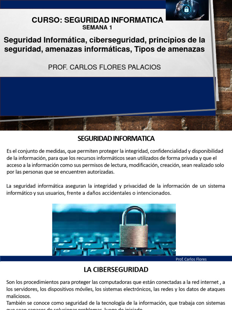 SEMANA1 SEGURIDAD INFORMATICA | PDF | Seguridad | La seguridad informática