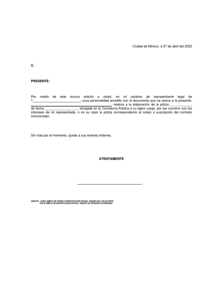 Formato Carta Solicitud Testimonio | PDF Formato Carta Solicitud Testimonio | PDF