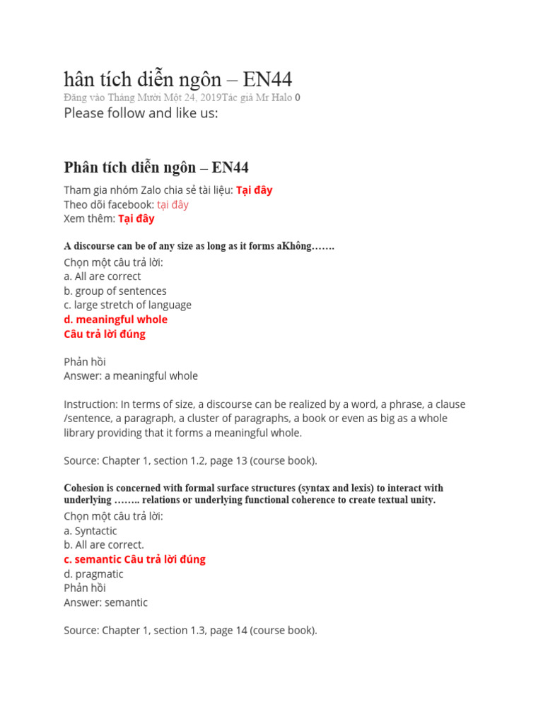 E44.Phân tích diễn ngôn | PDF | Linguistics | Sentence (Linguistics)