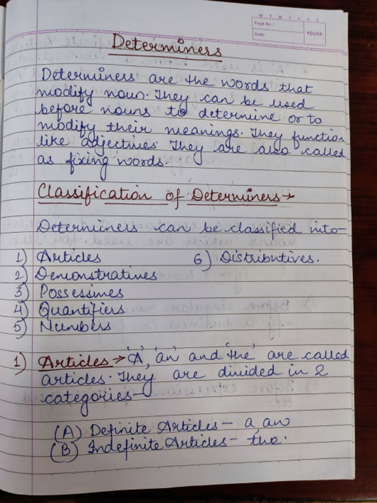 Determiners Written Work | PDF
