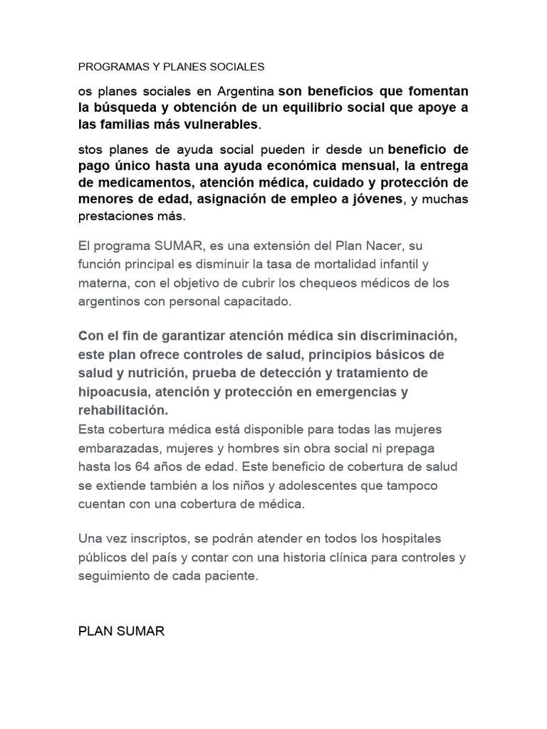 Programas Sociales | PDF