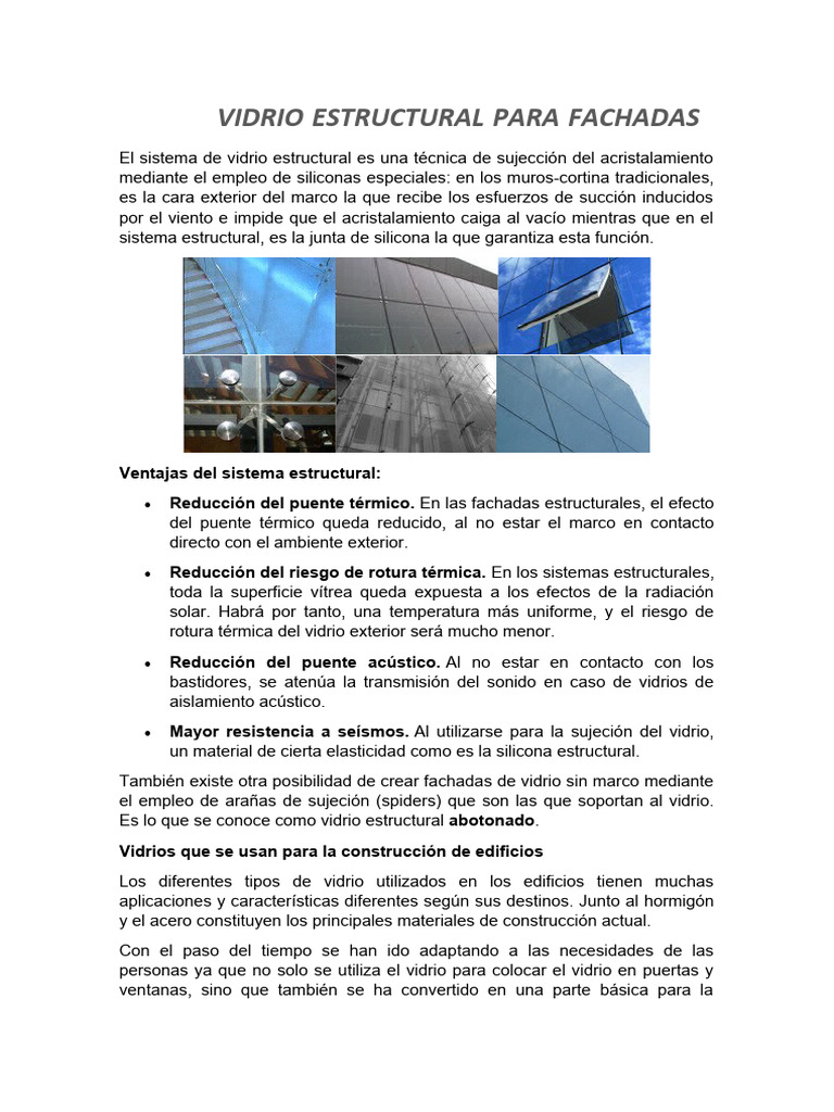 Vidrio Estructural para Fachadas | PDF | Lentes | pared