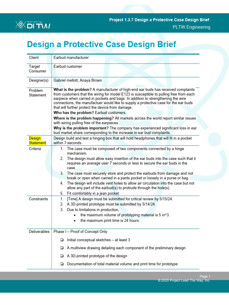 ied 137 designprotectivecasedesignbrief 1 | PDF | Headphones | 3 D Printing