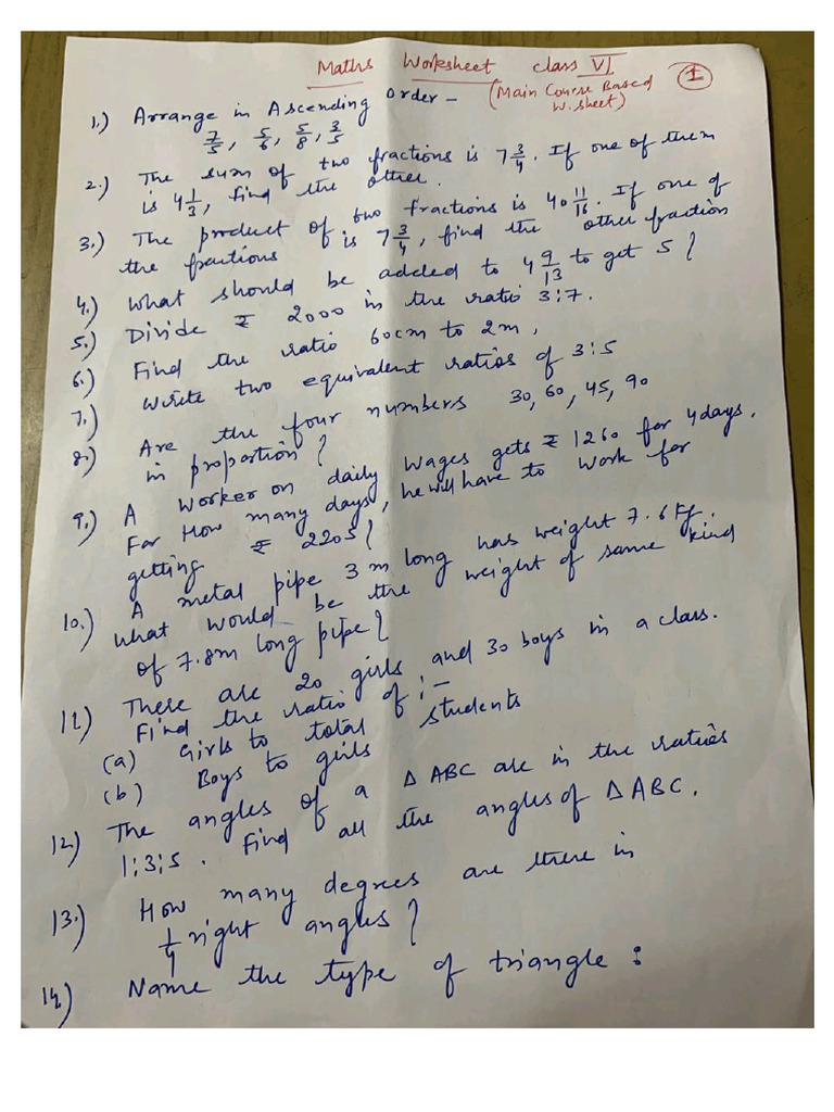 Class VI ANNUAL WORK SHEET | PDF