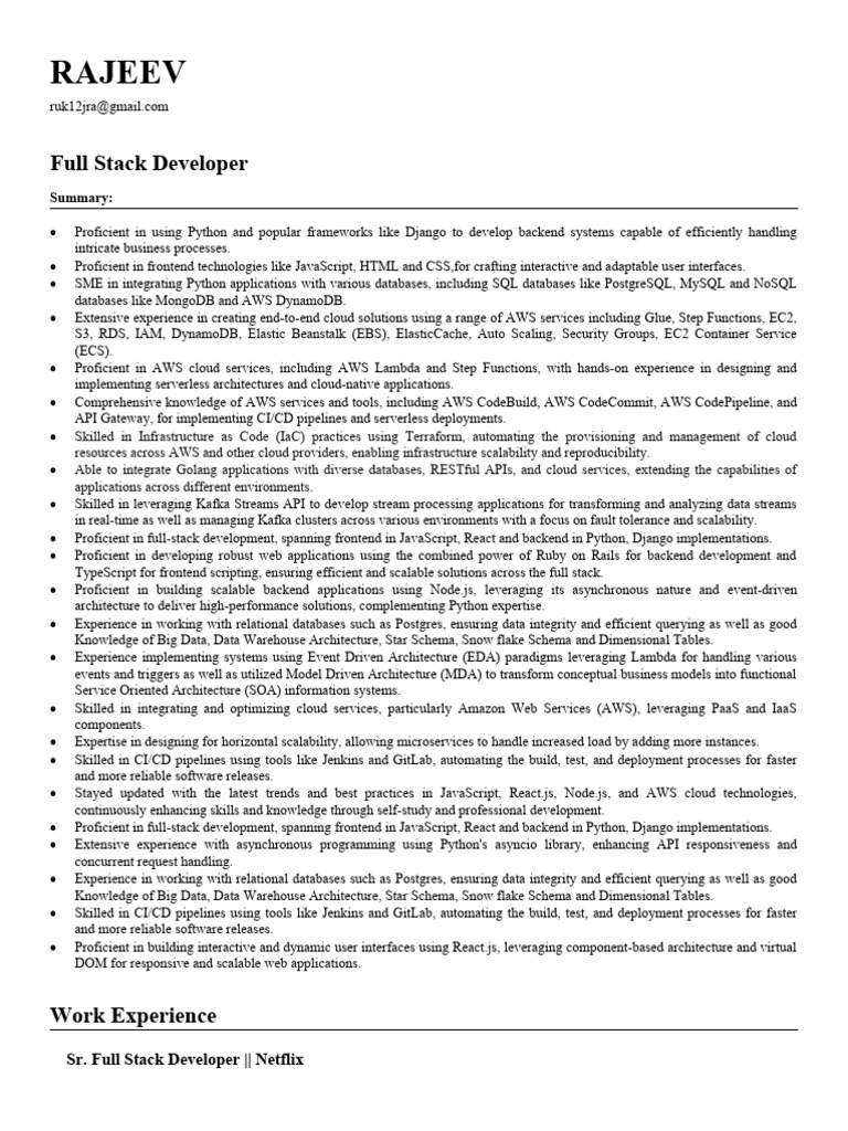 Rajeev Resume | PDF | Cloud Computing | Amazon Web Services