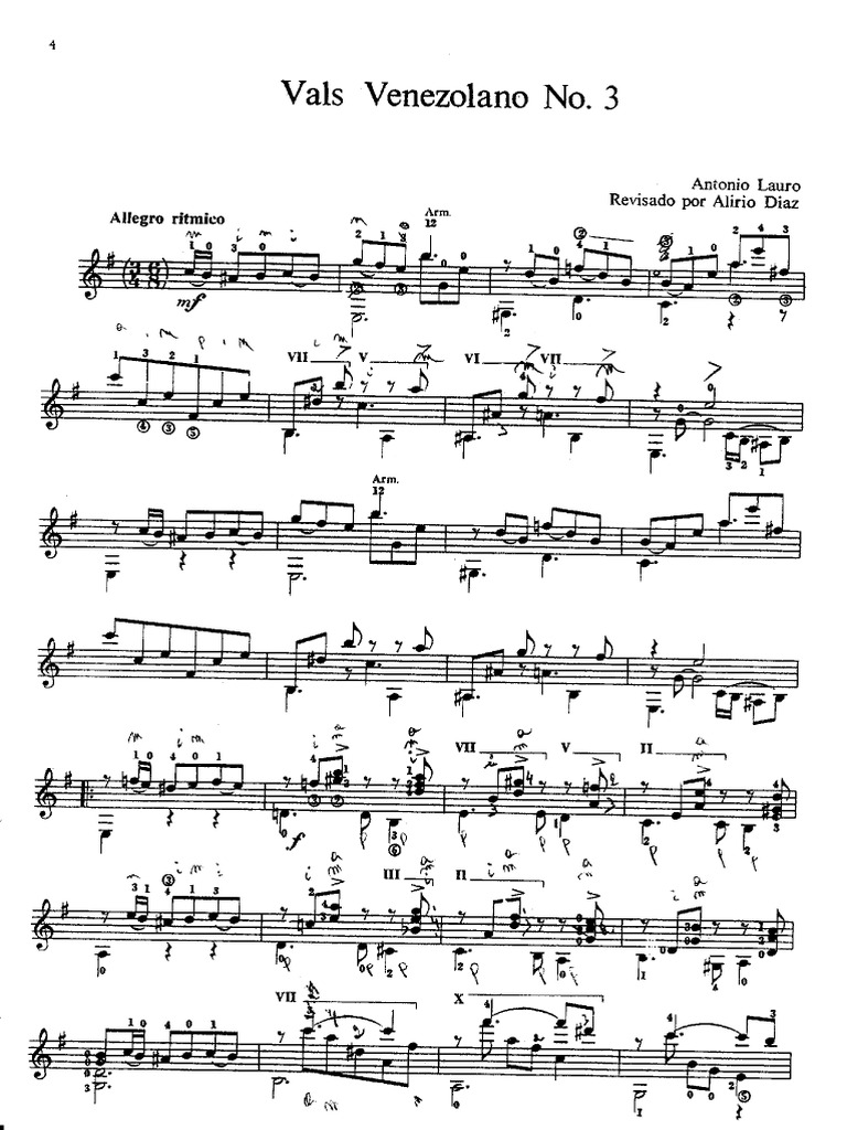 Antonio Lauro Vals Venezolano - Alirio Diaz - Guitar | PDF