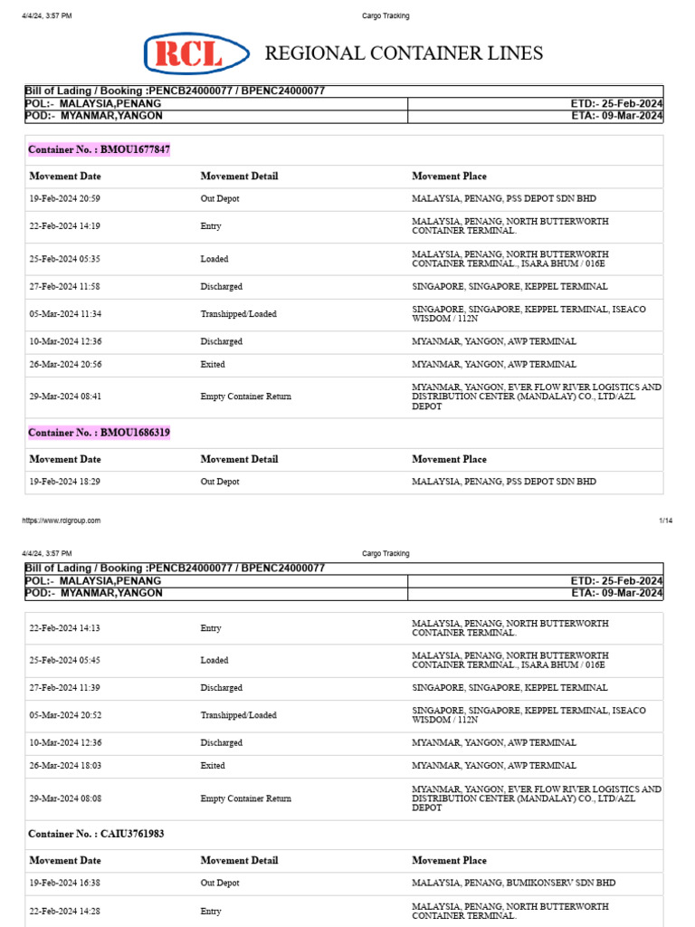 Containers Tracking | PDF | Business Documents | Freight Transport