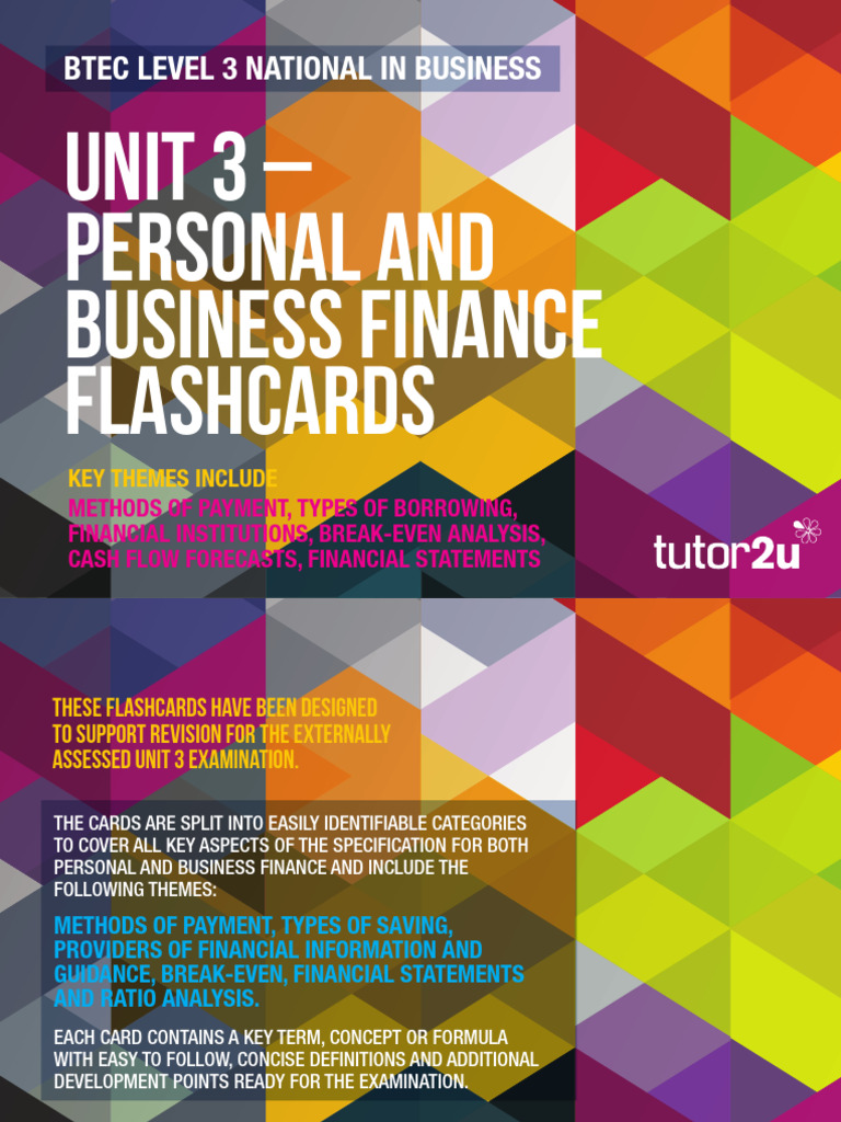 BTEC Unit 3 Flash Cards Sample | PDF | Banks | Loans