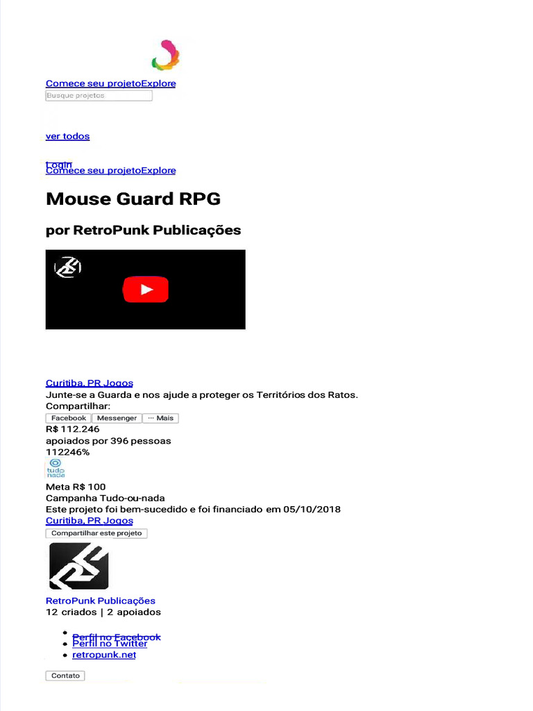 Mouse Guard RPG: Edição em Português | PDF | Jogos de RPG | Facebook