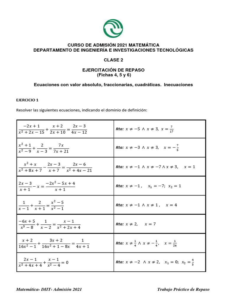 TP-REPASO-CLASE-2-MATEMATICA | PDF | Matemáticas | Objetos matemáticos